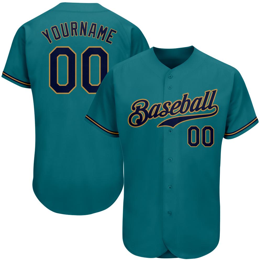 Custom Aqua Navy Old Gold Authentic Baseball Jersey - Angelidecor - is ...
