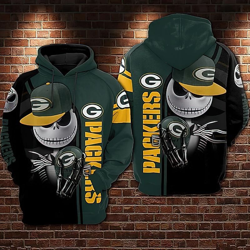 Jack Skellington Green Bay Packers Nfl Trm1101 3D Hoodie - Angelidecor ...