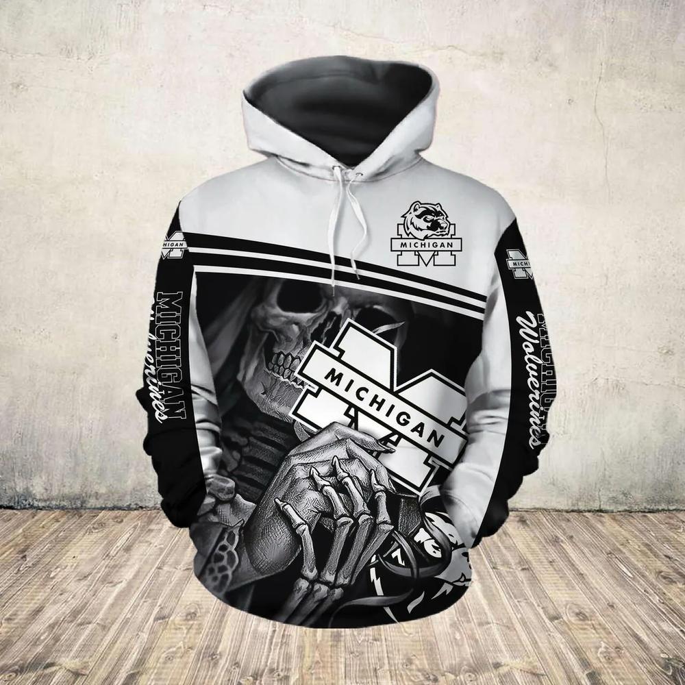 Skull Death Hold Michigan Wolverines For Fan 3D Hoodie Gifts For ...